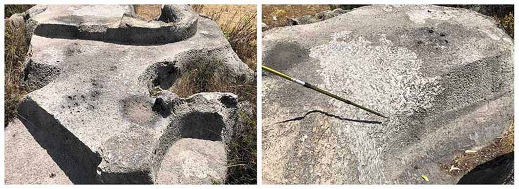 Examples of strange forms and repair work. Folded layers in rock ...